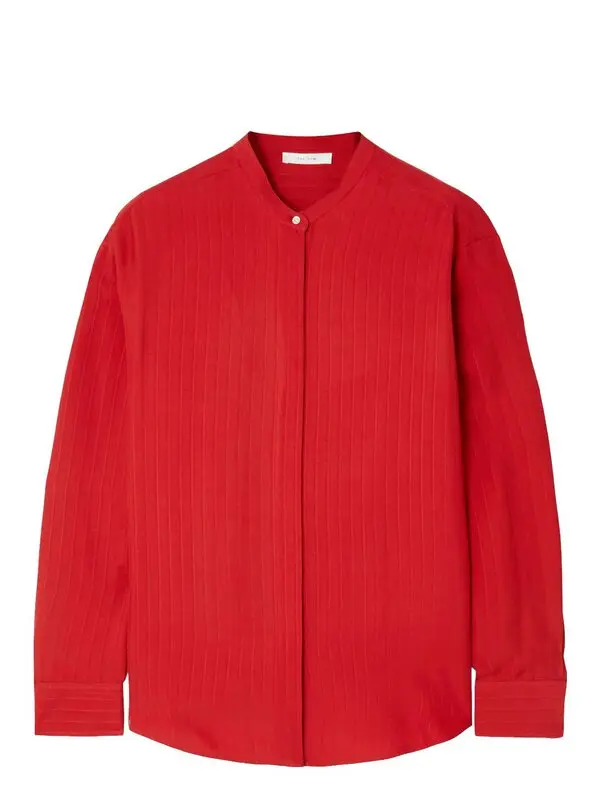 THE ROW Sienna Striped Crepe Shirt - Red