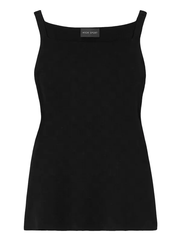HIGH SPORT Asher Checked Jacquard-knit Top - Black