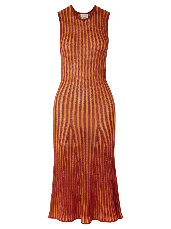 Escvdo Ribbed-knit Midi Dress - Orange