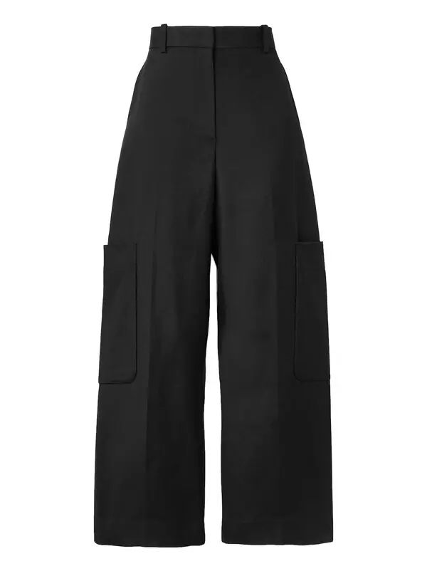Khaite Caiton Grain De Poudre Wide-leg Pants - Black