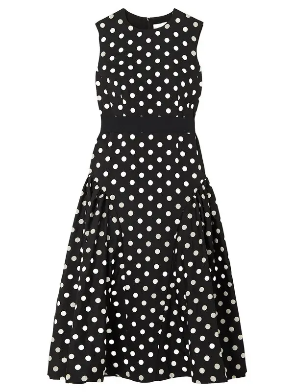 Erdem Penelope Belted Polka-dot Taffeta-faille Midi Dress - Black