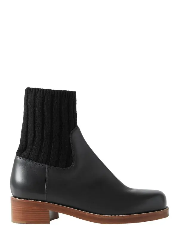 Gabriela Hearst Hobbes Ribbed Cashmere-trimmed Leather Chelsea Boots - Black