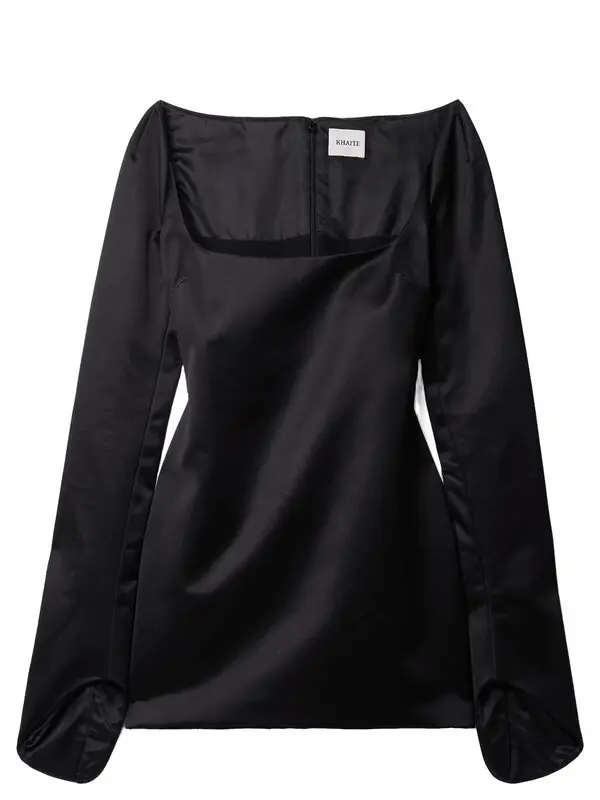 Khaite Tate Cotton-blend Duchesse-satin Mini Dress - Black