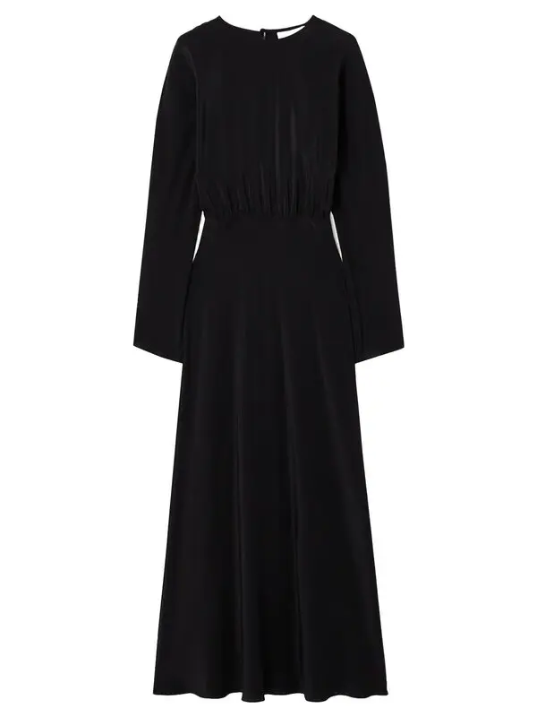 Matteau Gathered Organic Silk-satin Maxi Dress - Black