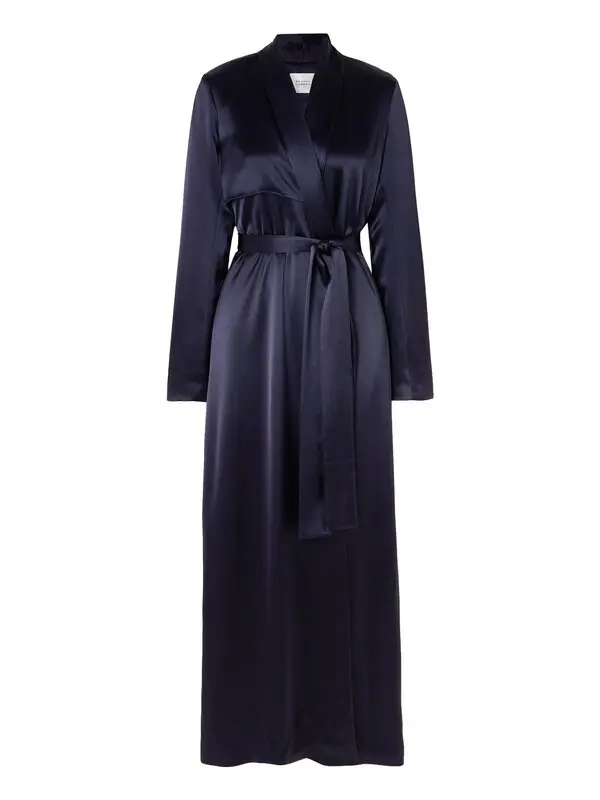 Galvan Belted Satin Trench Coat - Blue