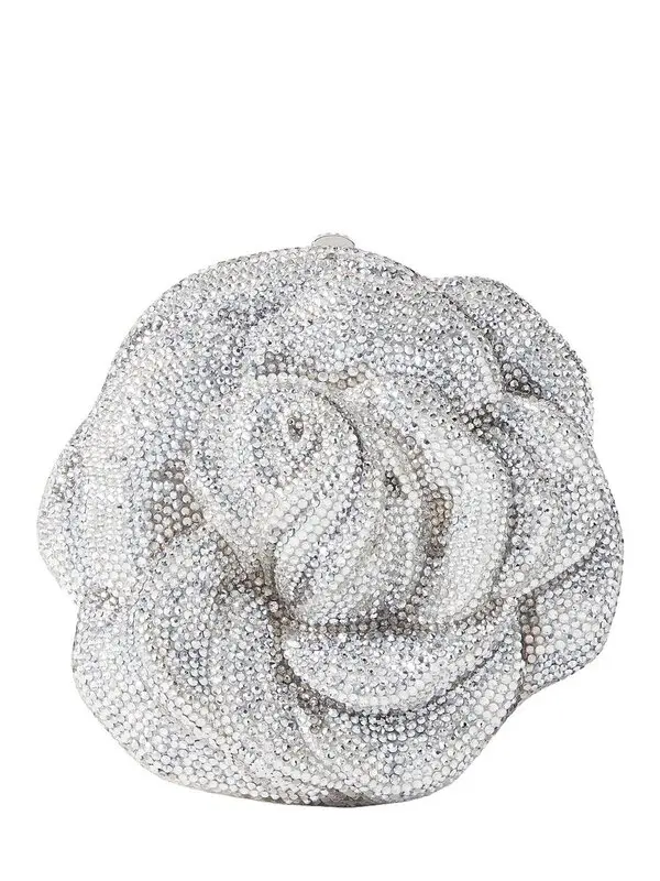 Judith Leiber Rose Crystal-embellished Clutch - Silver