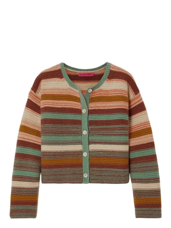 THE ELDER STATESMAN Sundry Cropped Striped Cashmere Cardigan - Multi