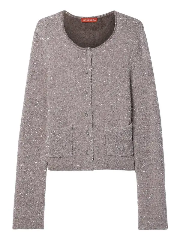 Altuzarra Welles Sequin-embellished Knitted Cardigan - Silver