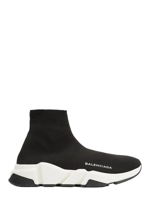Balenciaga Speed Logo-print Stretch-knit High-top Sneakers - Black