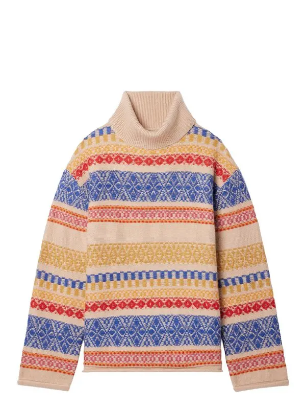 THE ELDER STATESMAN Hazy Fair Isle Cashmere Turtleneck Sweater - Multi