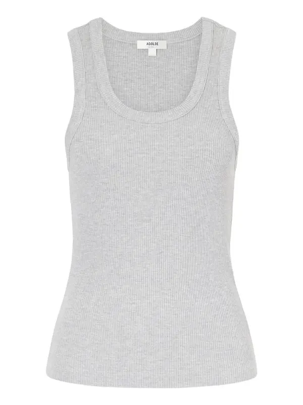 AGOLDE Poppy Ribbed Stretch Organic Cotton And Tencel Lyocell-blend Jersey Tank - Gray