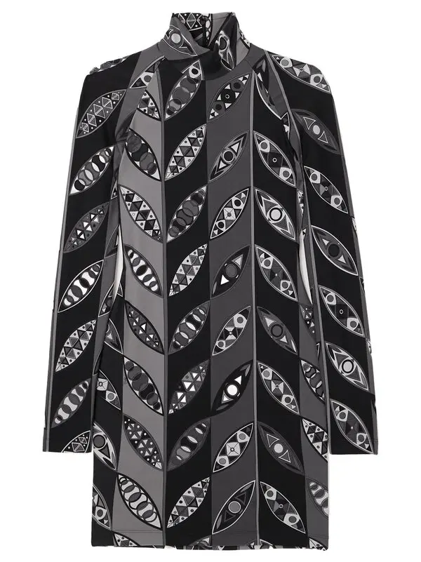 Emilio Pucci Printed Stretch-jersey Mini Dress - Black
