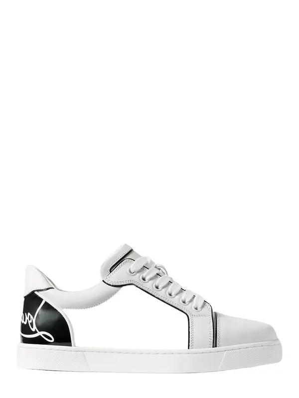 CHRISTIAN LOUBOUTIN Fun Vieira Patent-leather Trimmed Leather Sneakers - White