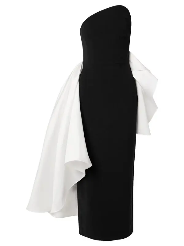 Solace London Nala' Strapless Crepe And Satin-faille Midi Dress - Black
