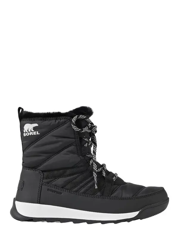 Sorel Whitney Ii Faux Fur-trimmed Shell Lace-up Ankle Boots - Black