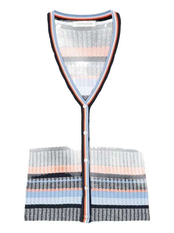 Veronica Beard Calliope Striped Ribbed-knit Cardigan - Multi