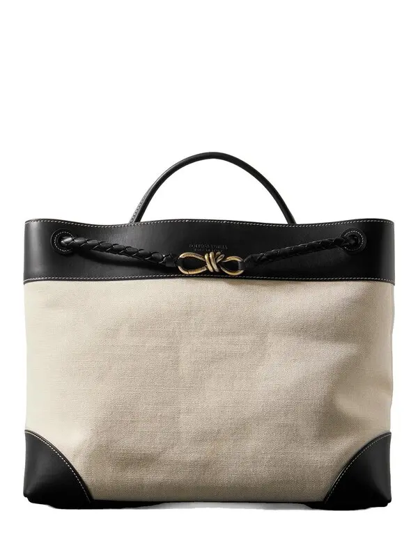 Bottega Veneta Andiamo Large Leather-trimmed Canvas Tote - Ecru