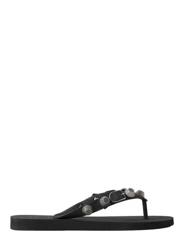 Balenciaga Cagole Embellished Flip Flops - Black