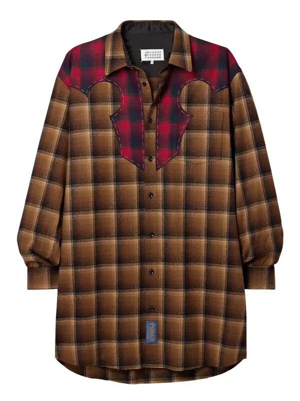 MAISON MARGIELA Checked Wool-flannel Mini Shirt Dress - Multi