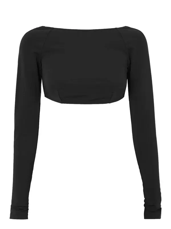 Emilio Pucci Cropped Stretch-crepe Top With Silk Trim - Black