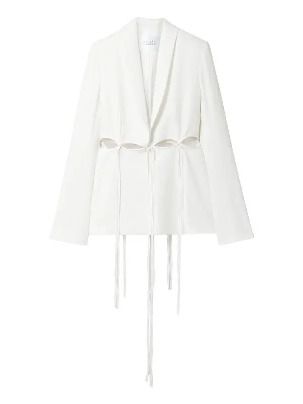 Galvan Ellipse Cutout Satin-trimmed Crepe Blazer - White