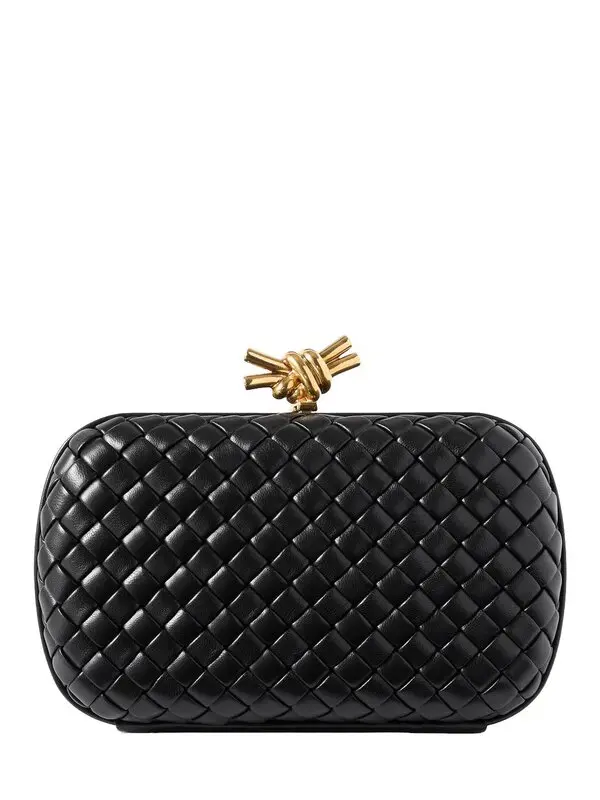 Bottega Veneta Knot Padded Intrecciato Leather Clutch - Black