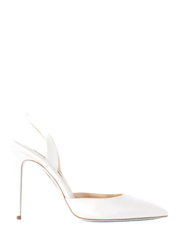 AQUAZZURA So Nude 105 Satin Slingback Pumps - White