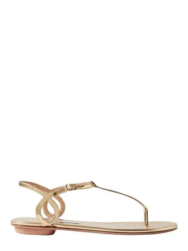 AQUAZZURA Metallic Leather Sandals - Gold
