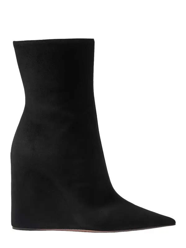 Amina Muaddi Pernille Suede Wedge Ankle Boots - Black