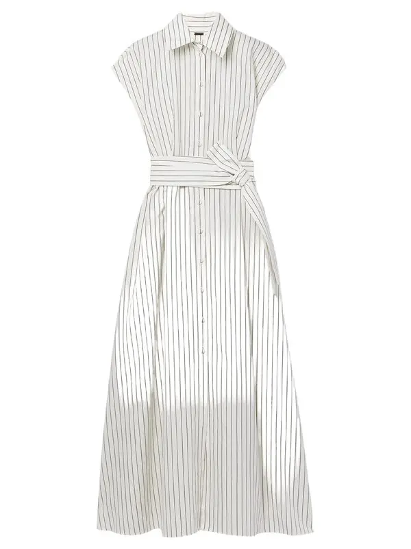 Adam Lippes Metallic Striped Cotton-blend Poplin Maxi Shirt Dress - Neutrals