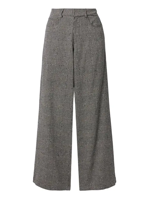 LA LIGNE Prince Of Wales Checked Woven Wide-leg Pants - Gray