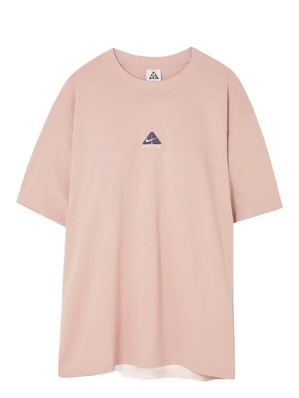 Nike Embroidered Cotton-jersey T-shirt - Pink