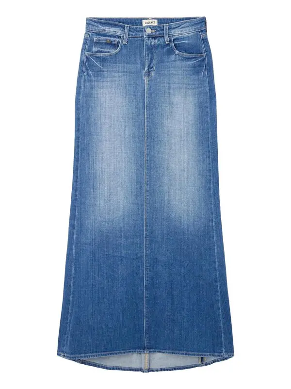 L'Agence Kailani Denim Maxi Skirt - Blue