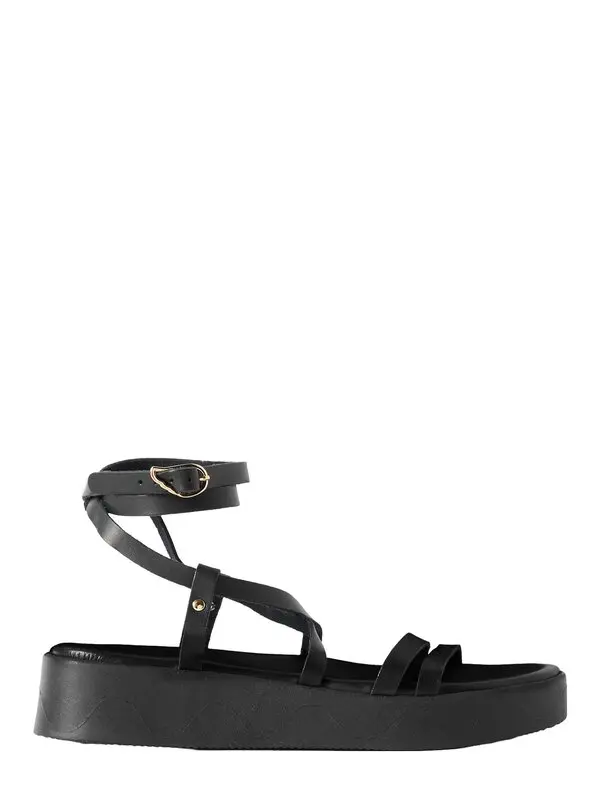ANCIENT GREEK SANDALS Aristea Leather Platform Sandals - Black
