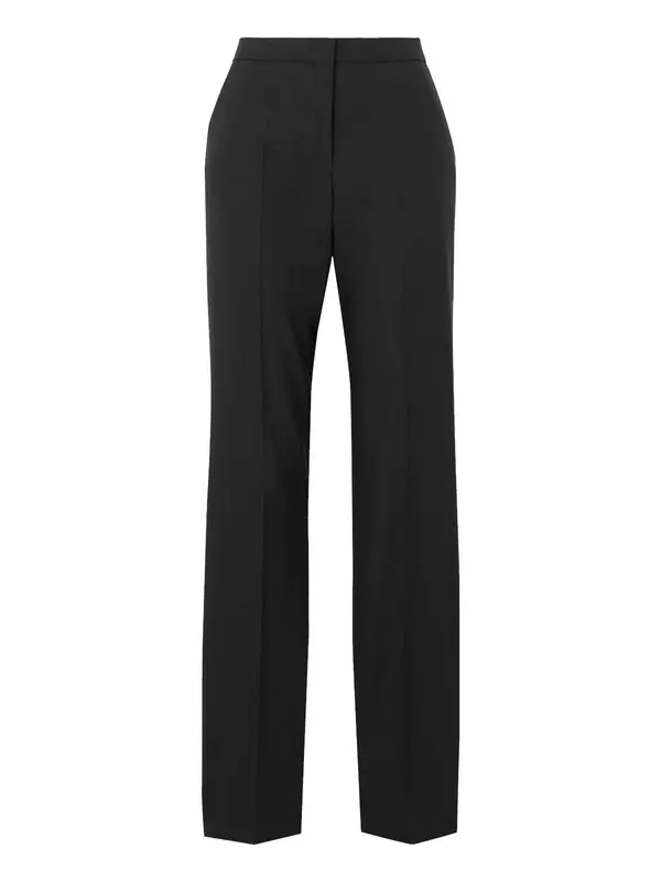 Another Tomorrow Net Sustain Pleated Merino Wool Straight-leg Pants - Black