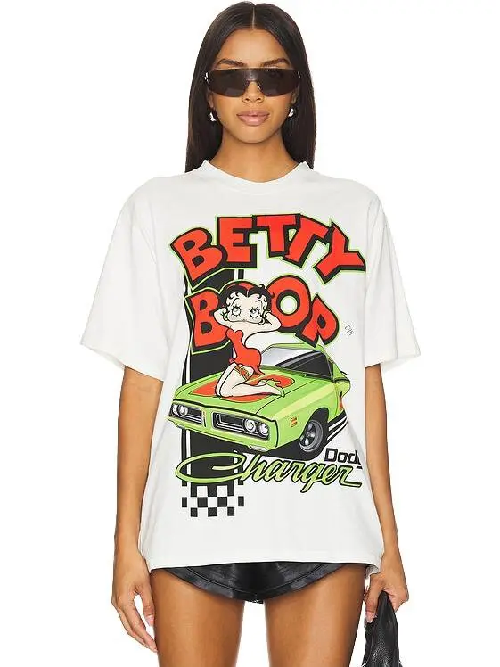 PHILCOS Betty Boop Dodge Charger Boxy Tee - White