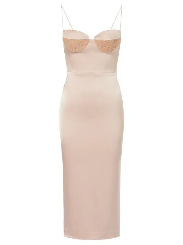 Alex Perry Sweetheart Satin Crepe Midi Dress - Pink