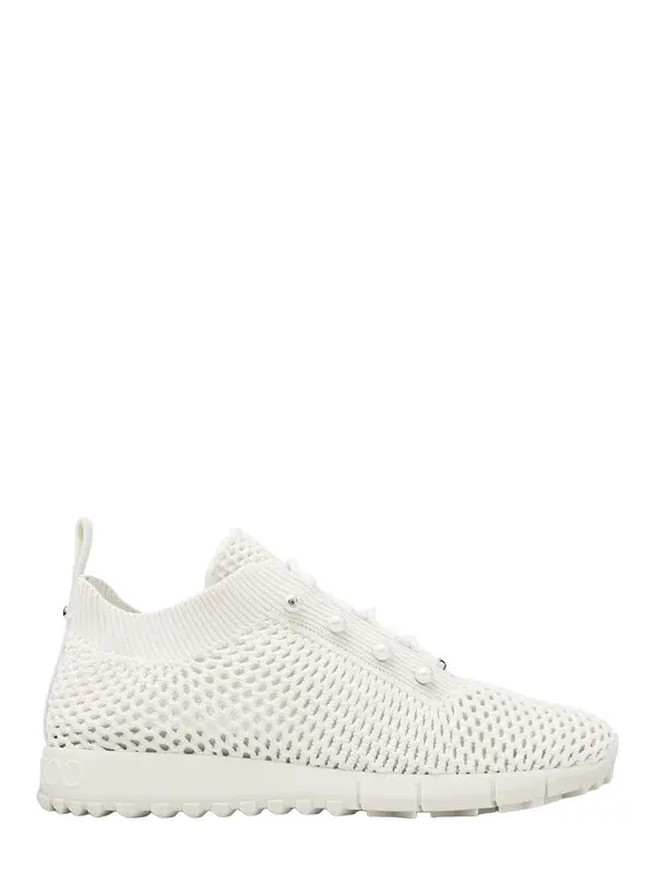 JIMMY CHOO Embellished Velour Sneakers - White