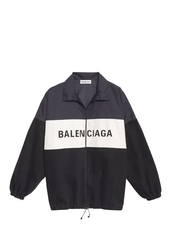 Balenciaga Logo Zip-up Track Jacket - Black
