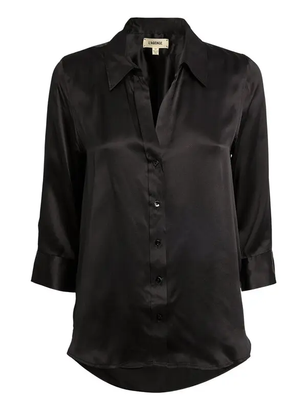 L'Agence Dani Silk Blouse - Black
