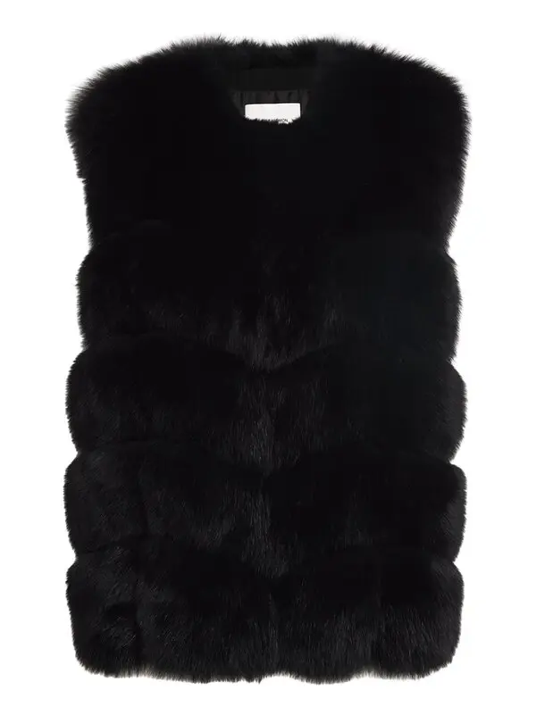 YVES SALOMON Fox Fur Gilet - Black