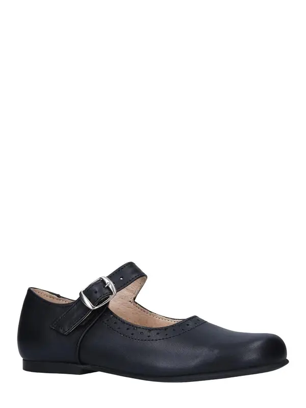 PAPOUELLI Leather Millie Mary Jane Flats - Black