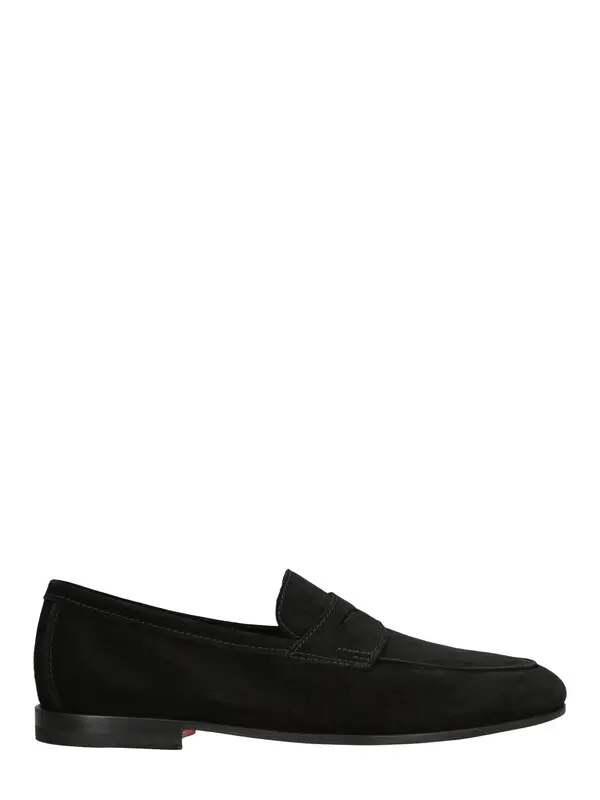 Santoni Suede Penny Loafers - Black