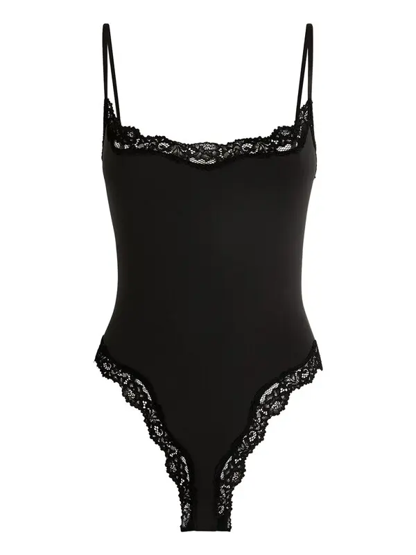 SKIMS Fits Everybody Lace-trim Bodysuit - Black