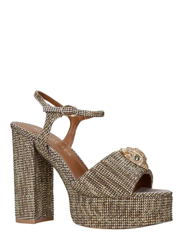 Kurt Geiger Kensington Embellished Platform Sandals - Beige