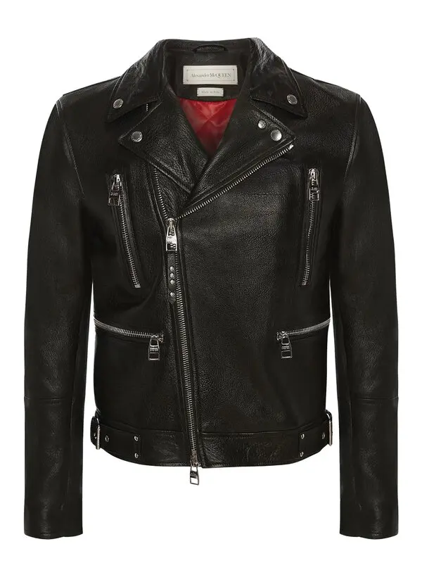 Alexander McQueen Leather Biker Jacket - Black