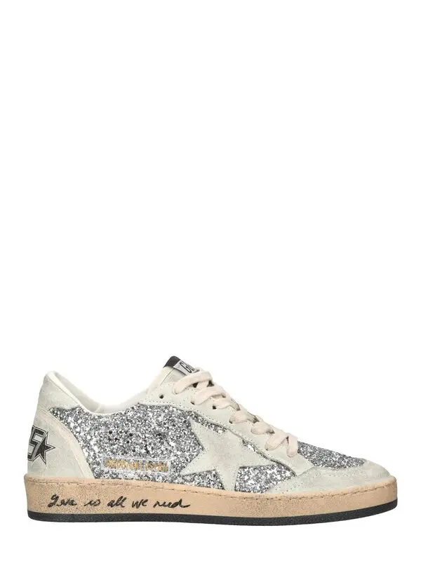 GOLDEN GOOSE Glitter Ball Star Sneakers - Silver