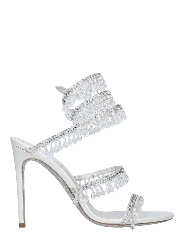 Rene Caovilla Embellished Satin Chandelier Sandals - Grey