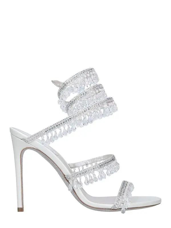 Rene Caovilla Embellished Satin Chandelier Sandals - Grey
