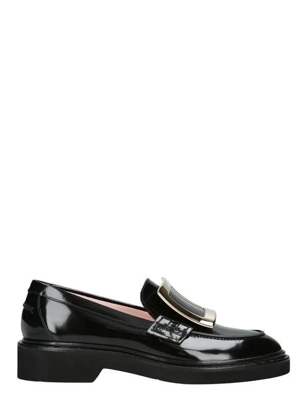 ROGER VIVIER Patent Leather Viv' Rangers Loafers - Black